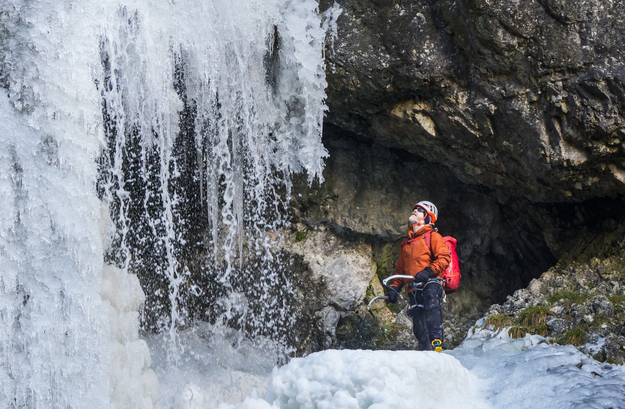 Man scales frozen waterfall in national park amid ‘very rare ...