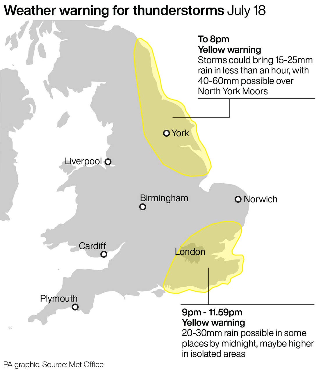 Amber weather warning coming into force with dangerous thunderstorms on ...