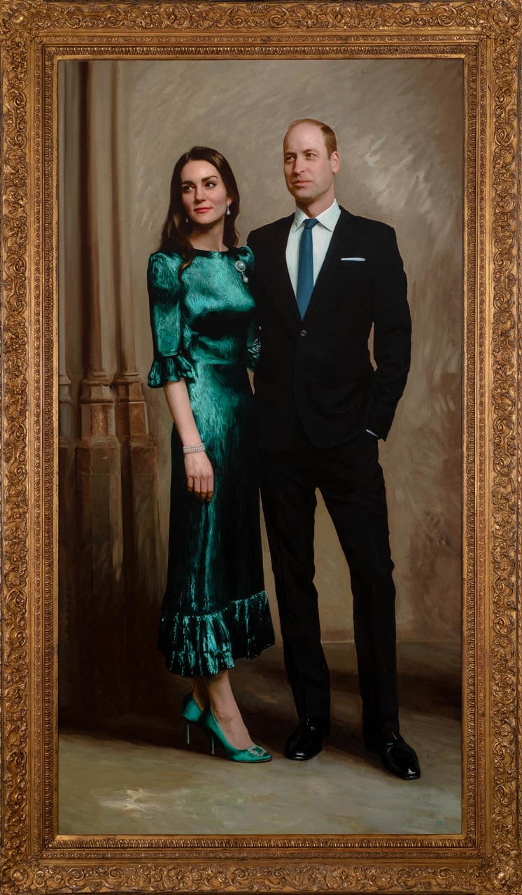 William and Kate view first official joint portrait of themselves at ...