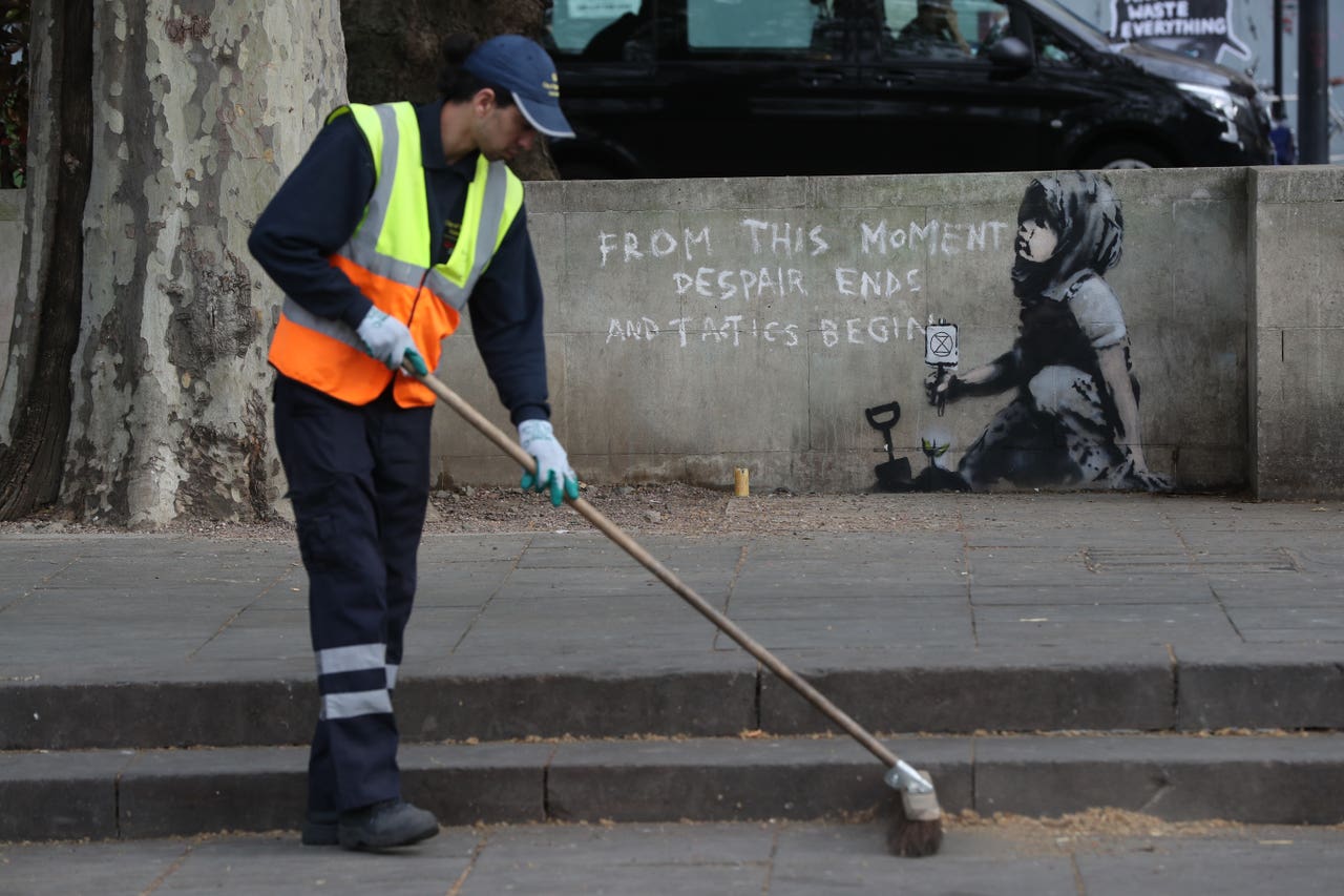 Possible Banksy emerges as Extinction Rebellion protests close ...