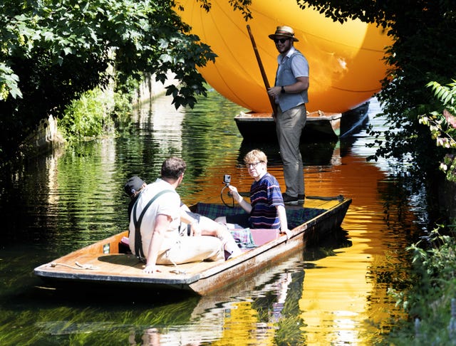 Josh Widdicombe wrangles giant yellow ball on to boat for new TV show ...