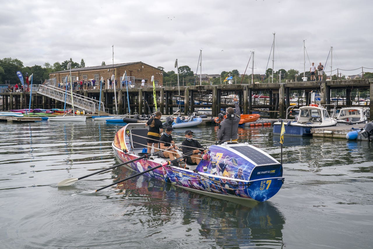 Charity rowers MP mistook for migrants complete first leg of journey ...