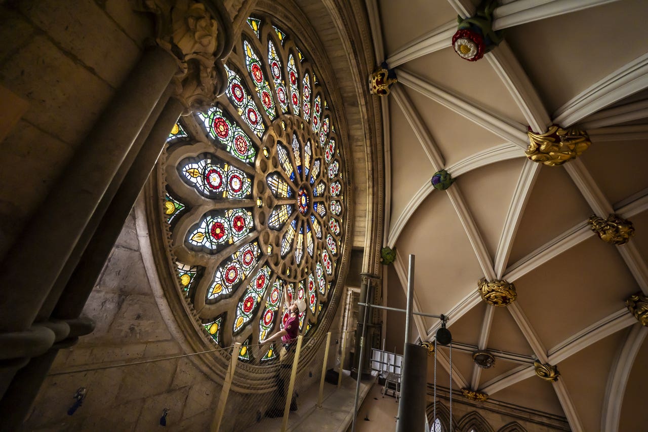 Craftspeople review Rose Window repairs carried out after 1984 York ...