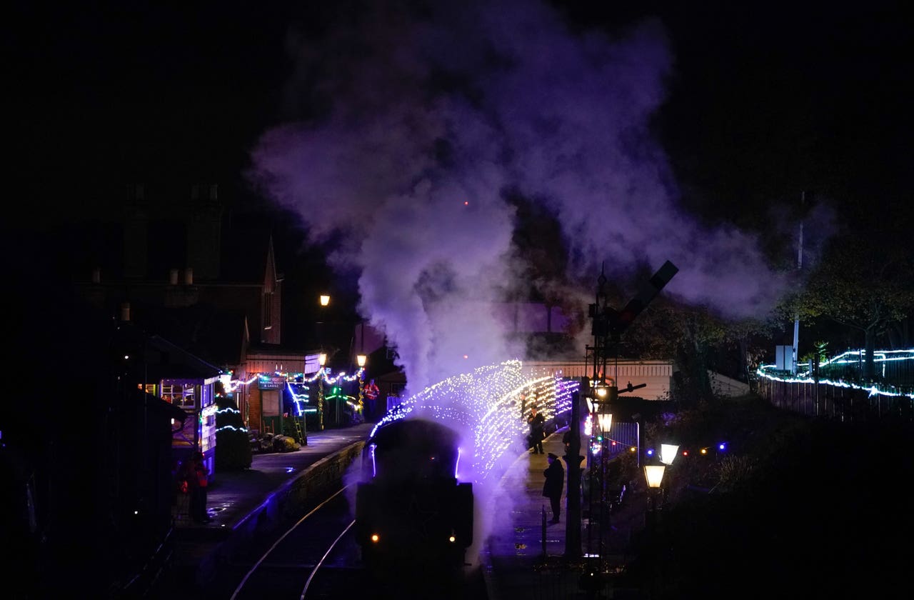 Watercress Line steam railway lights up for festive spectacular in ...