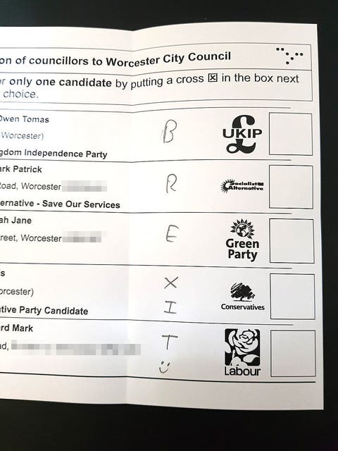 Voters spoil local election ballot papers in Brexit protest ...