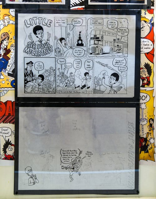 Comic strip starring Sir Paul McCartney goes on display