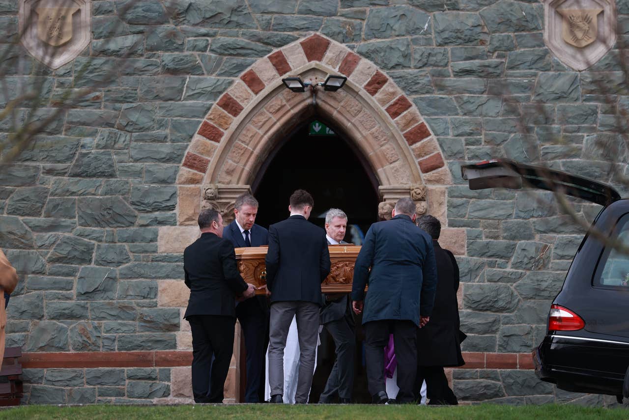Patrick Kielty carries mother’s coffin as mourners gather for funeral ...