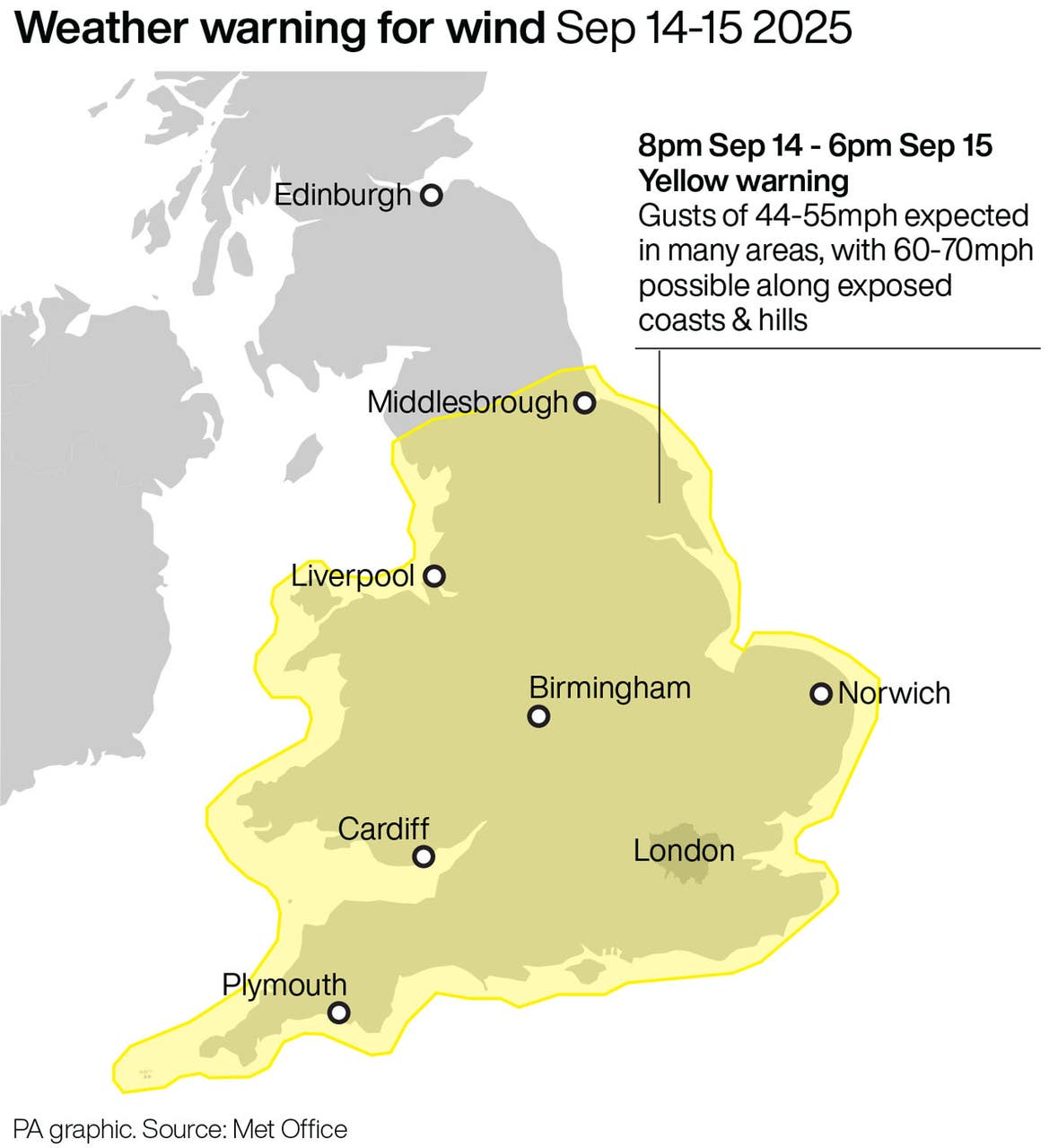 Strong winds to batter most of England and Wales as weather warning ...