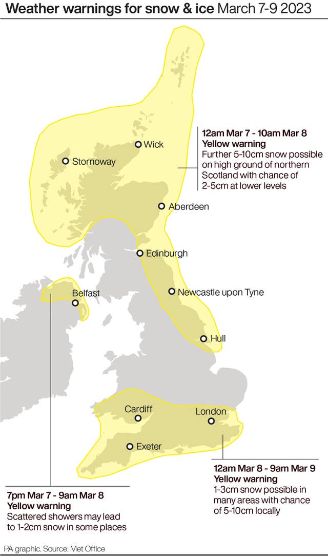 Cold snap bites as Central Scotland could face up to 40cm of snow later ...