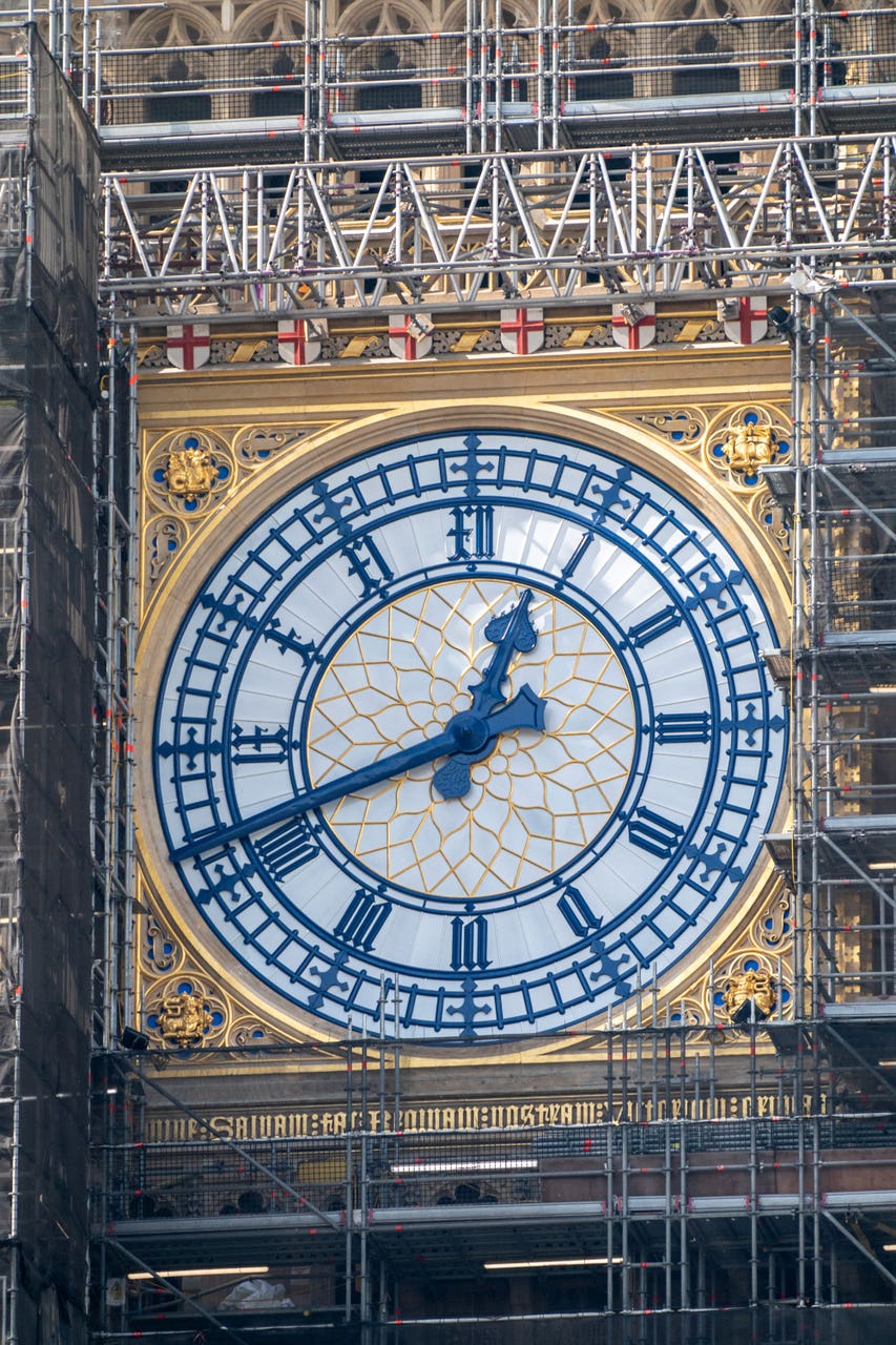 Big Ben/Elizabeth Clock Tower refurbishment shows off original blue ...