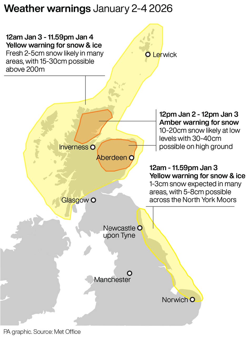 Scotland braced for amber snow warning as wintry conditions bring ...