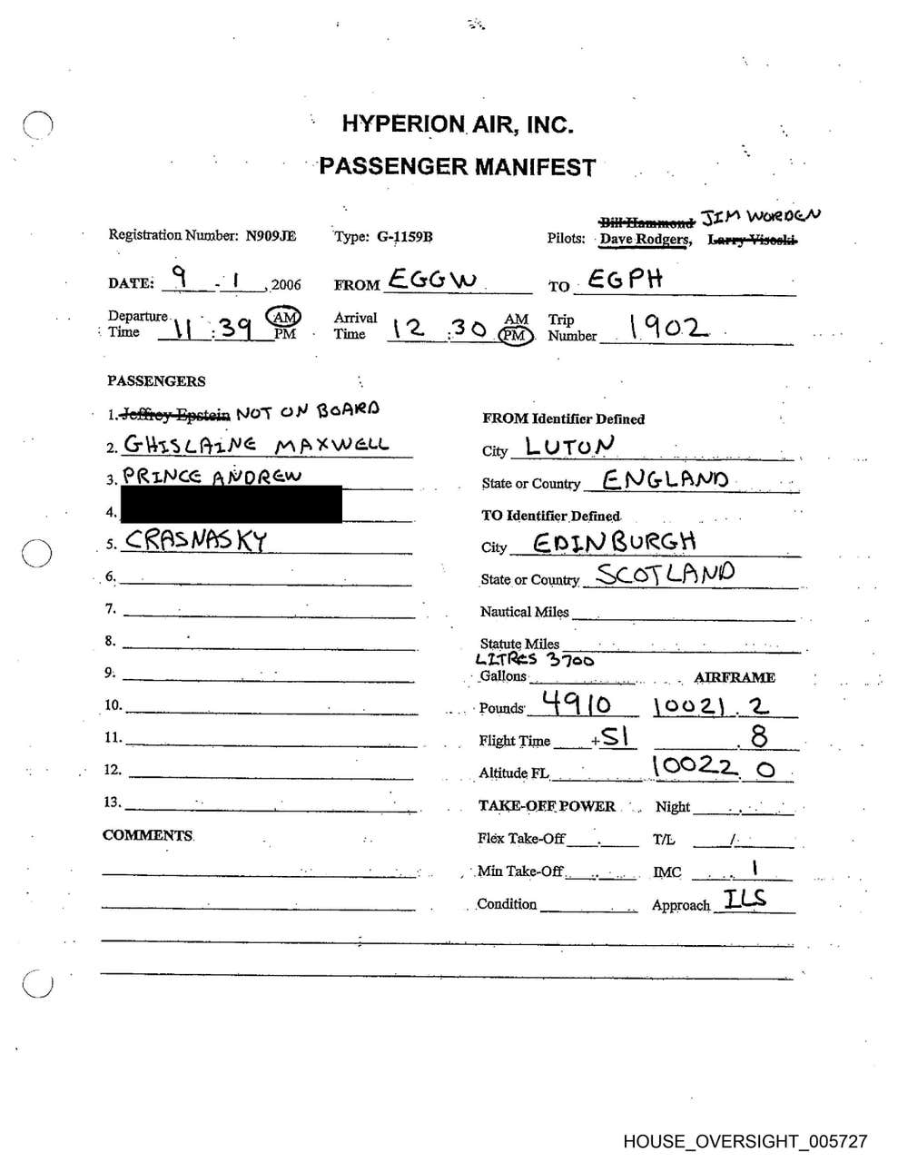 Andrew took flights on Epstein’s private jet, newly-released documents show