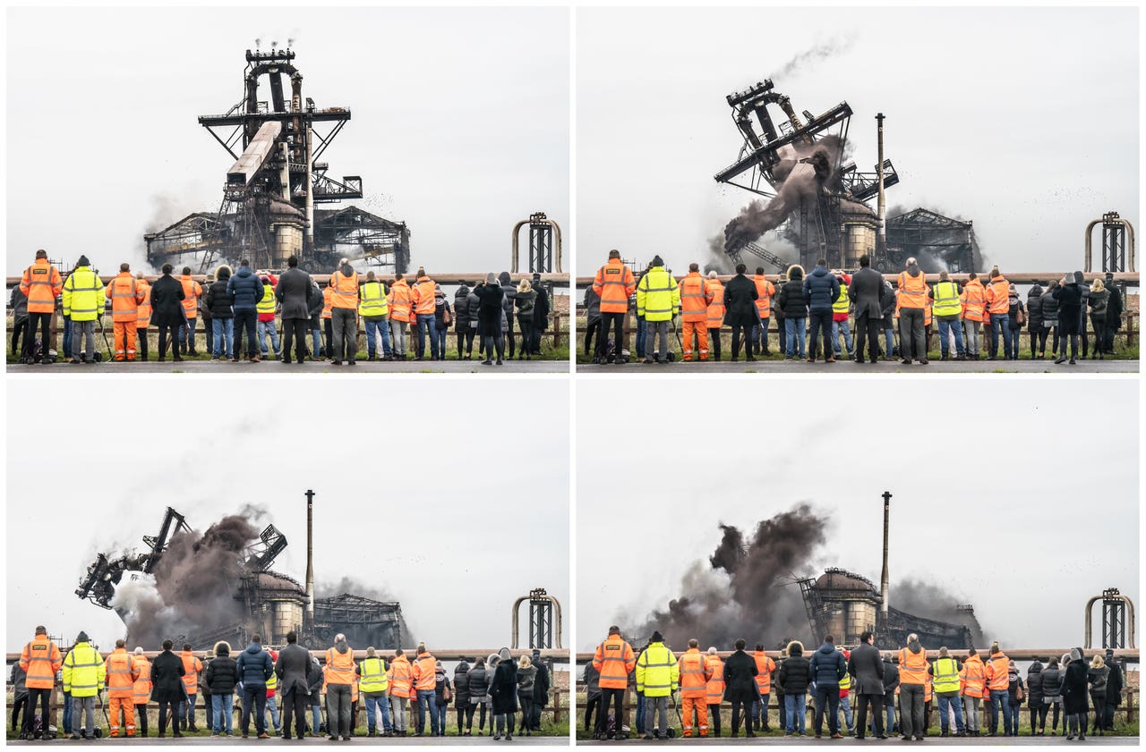 Demolition of giant Redcar blast furnace changes skyline in North East
