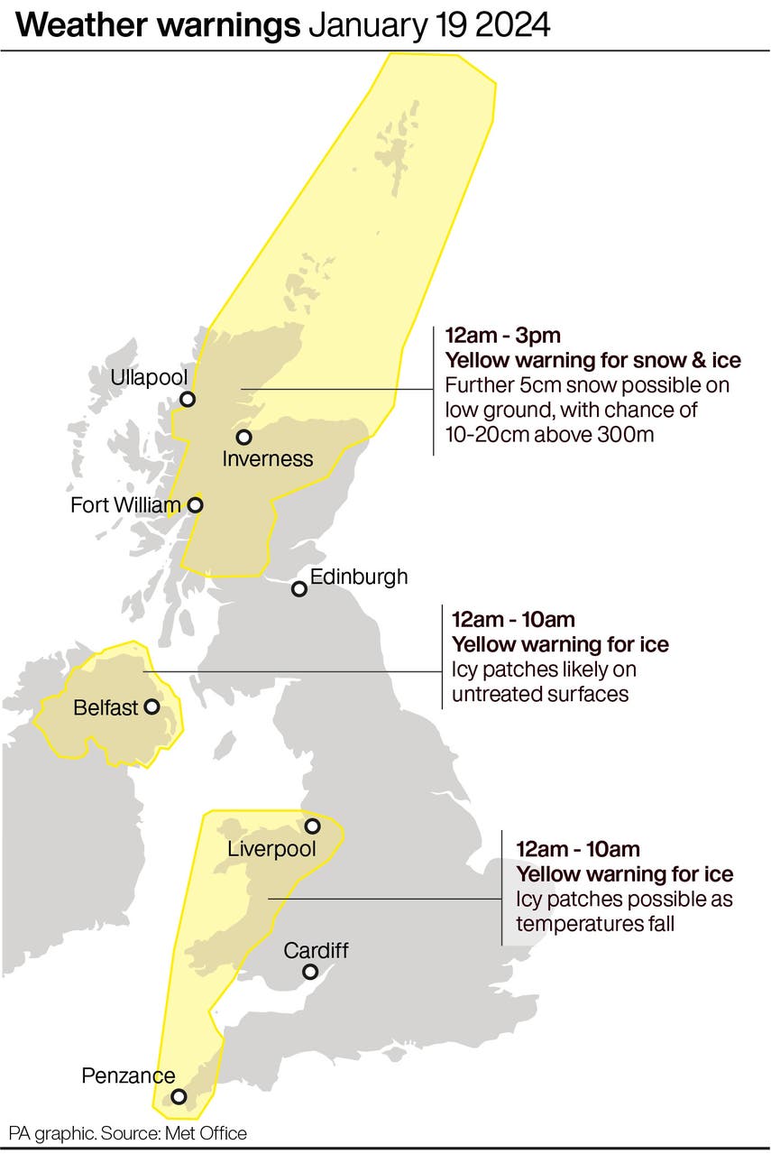 Snow and ice to be replaced by wind and rain as country thaws ...