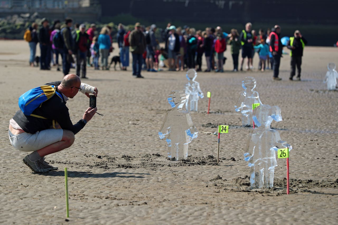 Ice sculptures installed on beach to highlight climate change | The ...