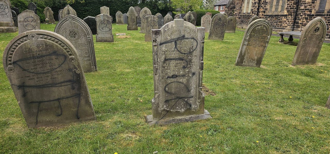 Vandalised church hides graffiti with plants to host wedding ...