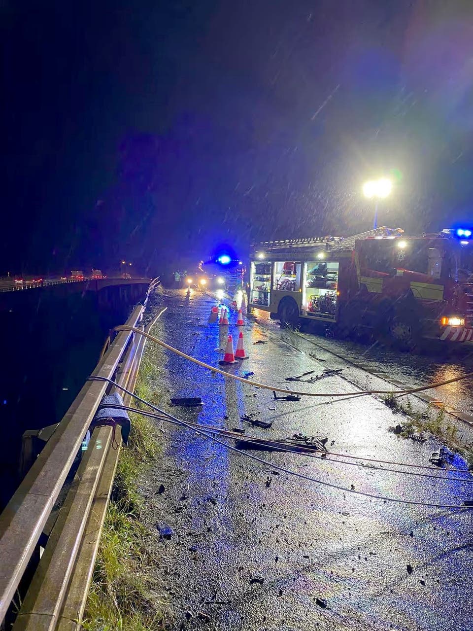 Lorry falls more than 60ft from M6 bridge but driver avoids life ...