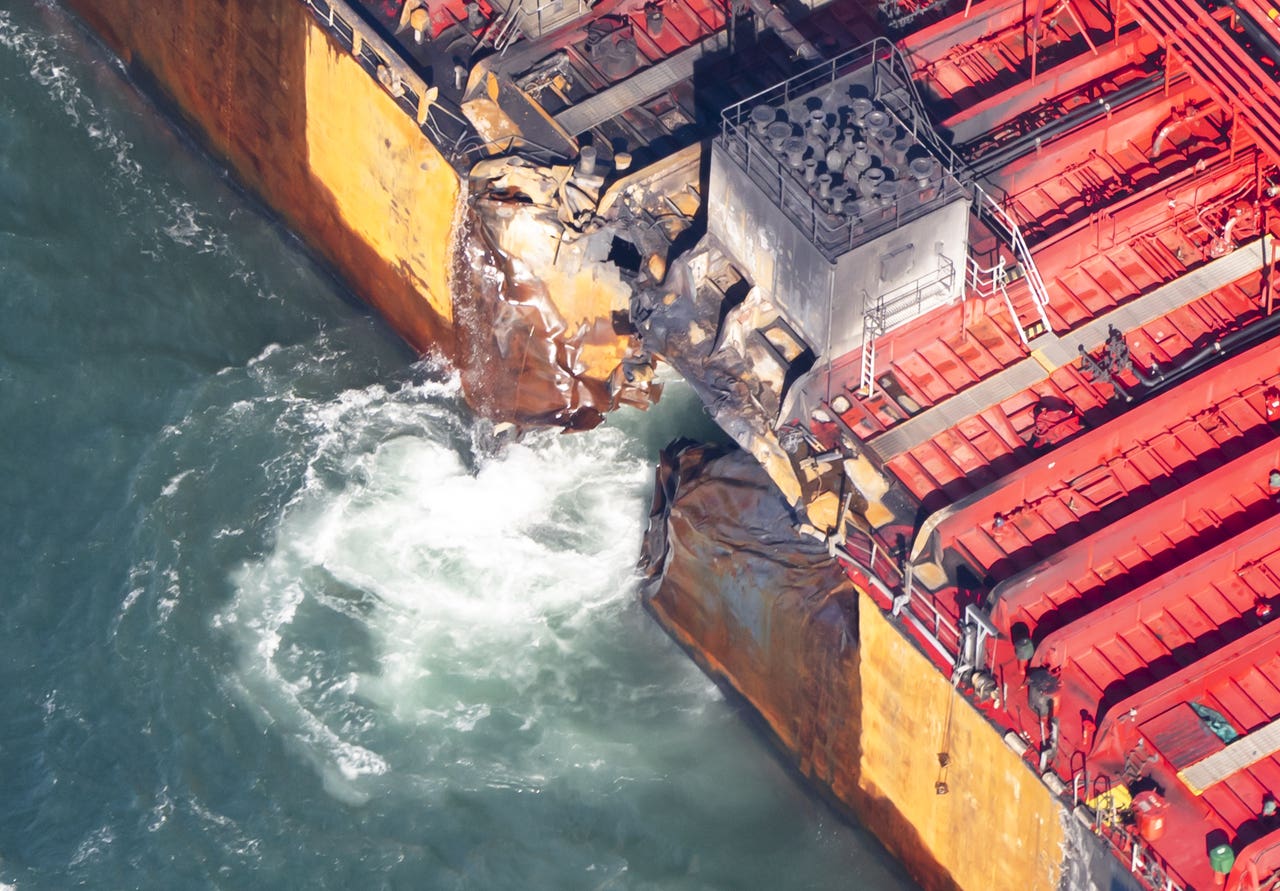 Stena Immaculate towed into harbour for inspection and repairs ...