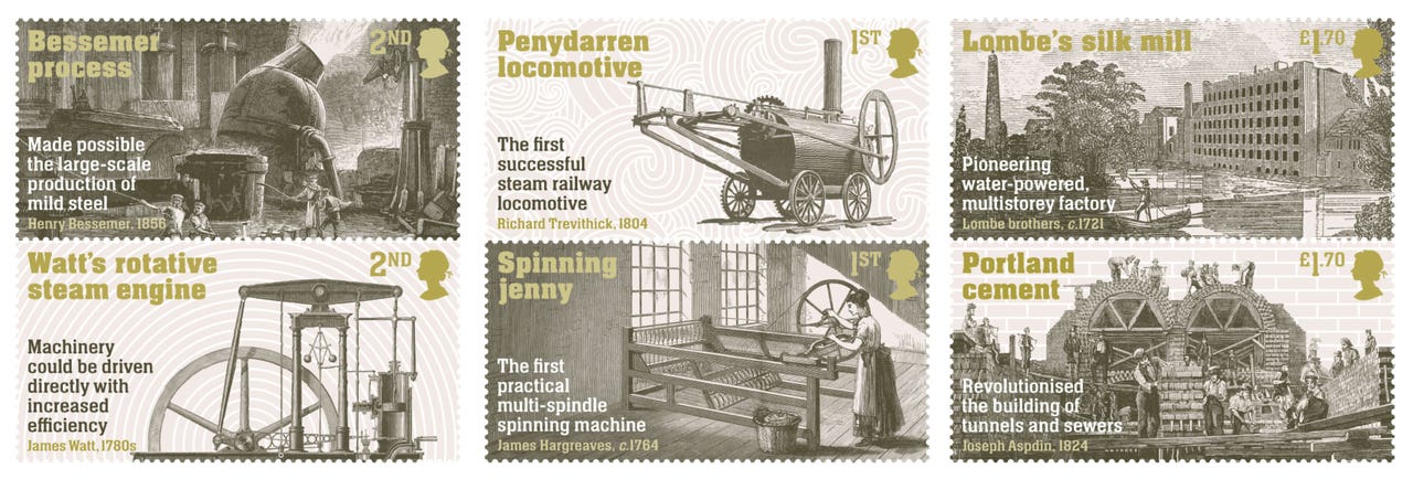 New set of Royal Mail stamps issued exploring Industrial Revolution ...