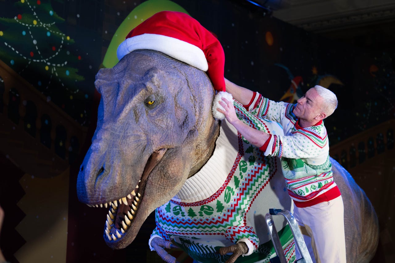 T. rex launches Natural History Museum’s sustainable Christmas jumper ...