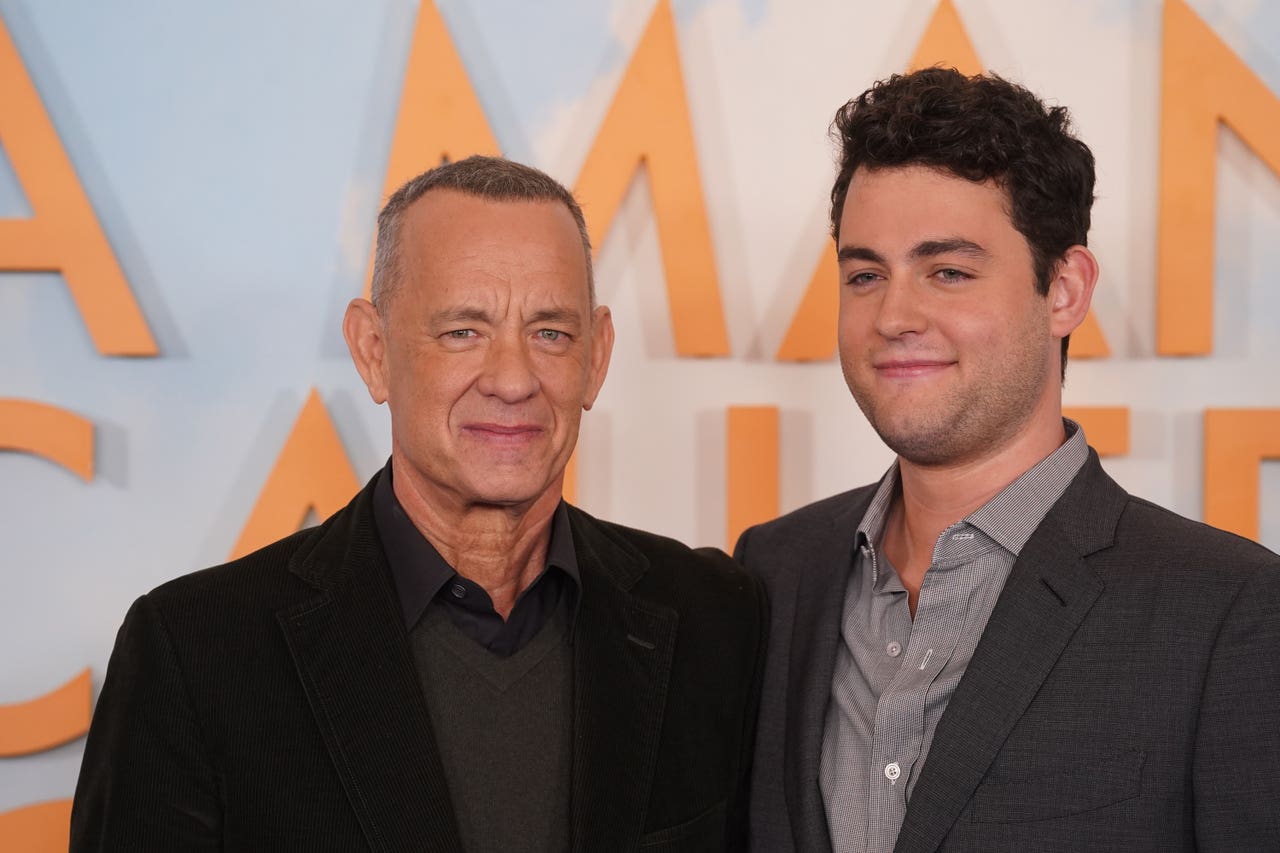 Tom Hanks supported by family while promoting latest film in London ...